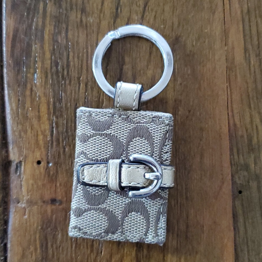 Coach Brown Signature Keychain Ring Photo Holder - Gem